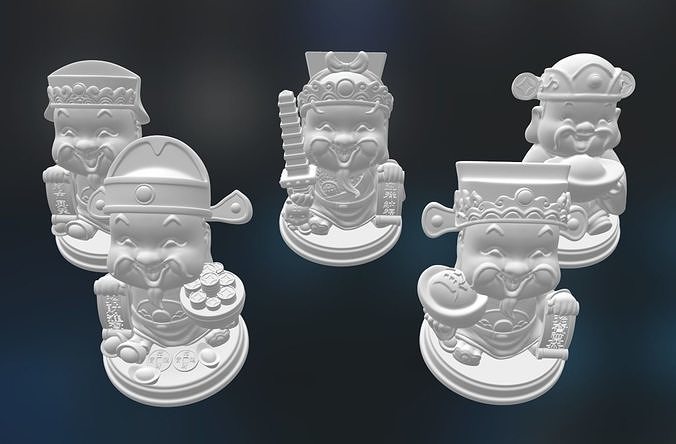 God Of Wealth 5 In 1 3D model 3D printable | CGTrader