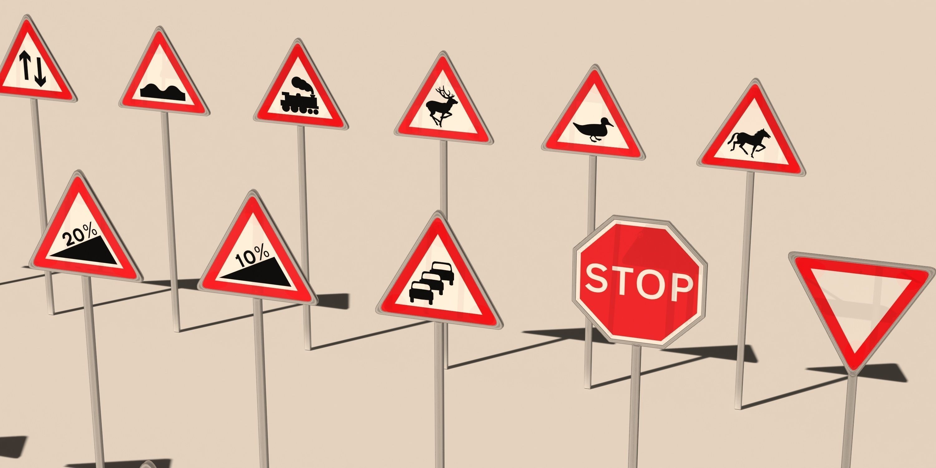 3D model 115 Traffic Signs VR / AR / low-poly | CGTrader