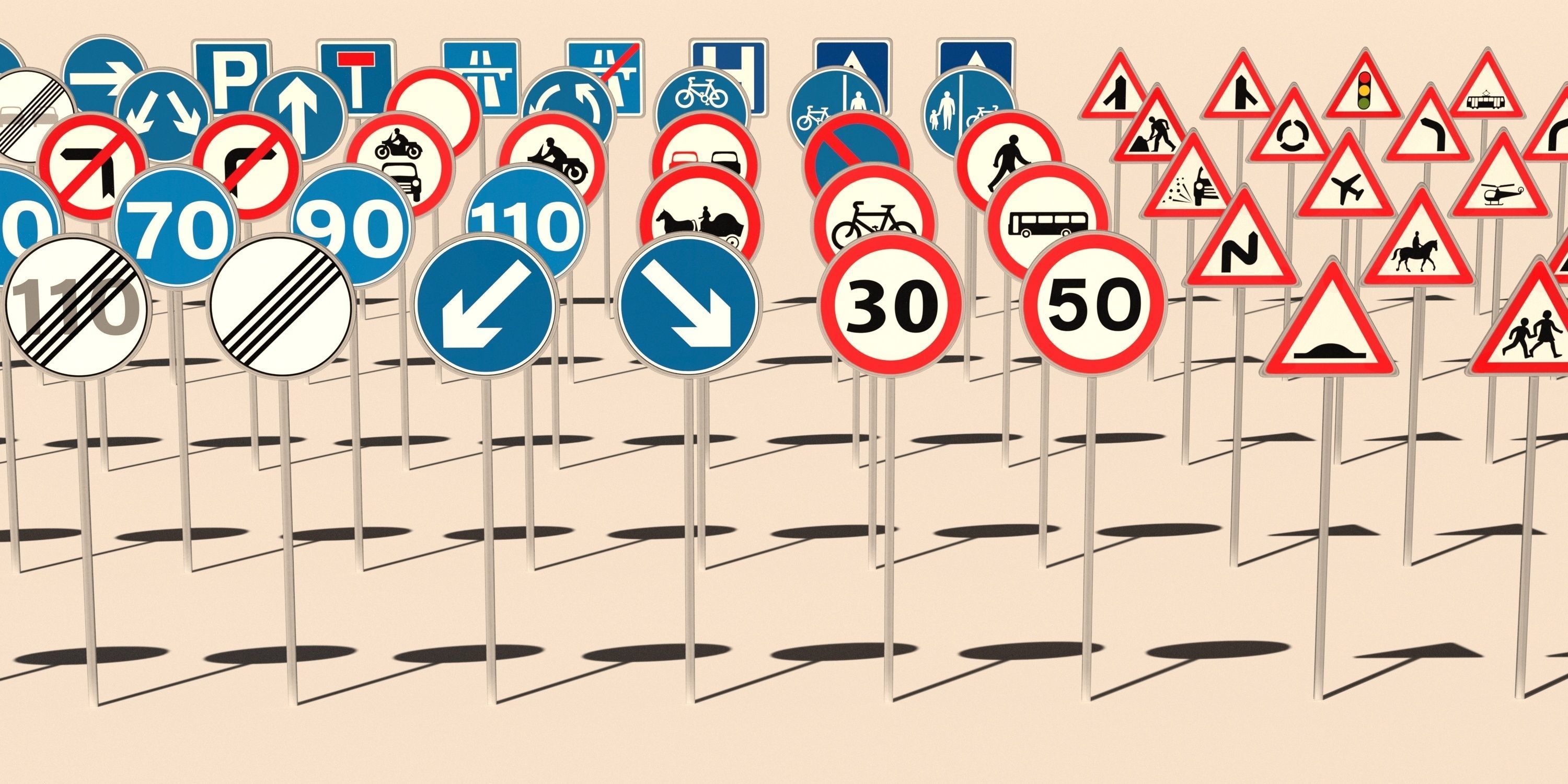 3D model 115 Traffic Signs VR / AR / low-poly | CGTrader