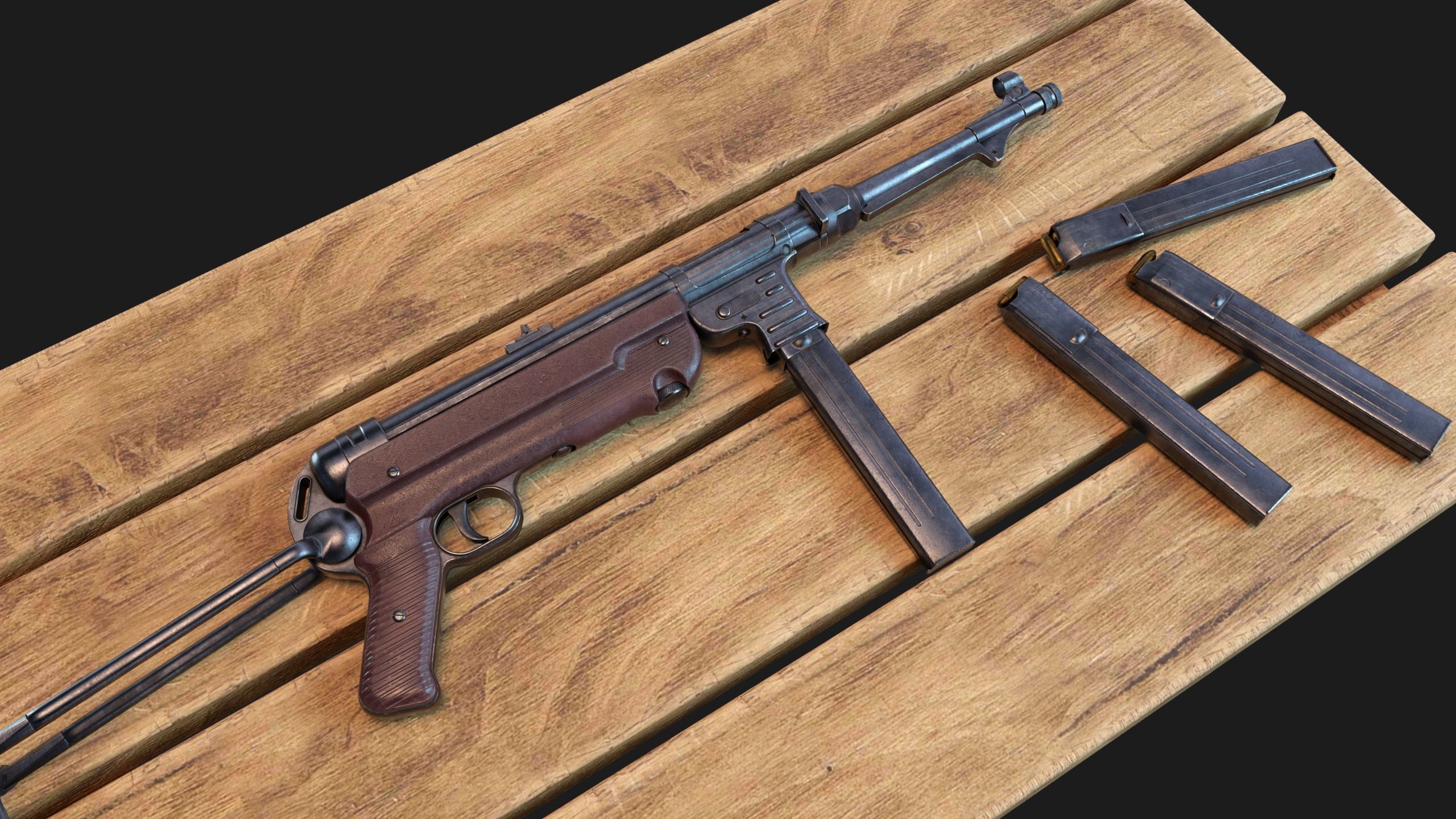 3D model World War II - MP40 Submachine Gun - PBR and Game Ready VR ...
