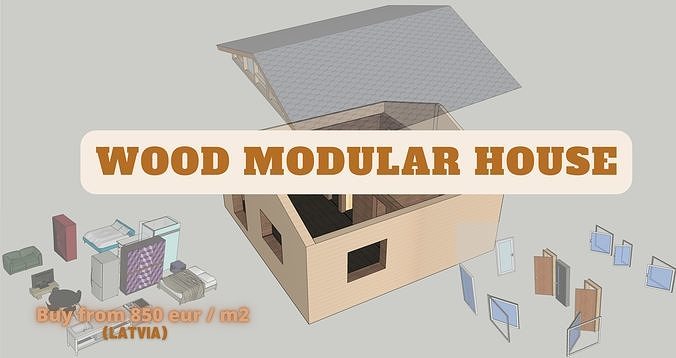 WOOD MODULAR HOUSE 64m2 3D model | CGTrader