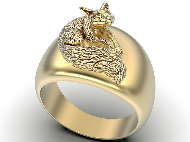 Fox ring silver gold printable jewelry 3D model 3D model 3D printable ...