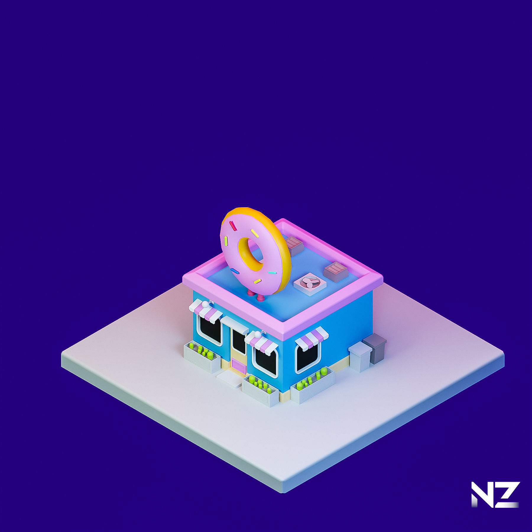 3D model Low Poly Donut House VR / AR / low-poly | CGTrader