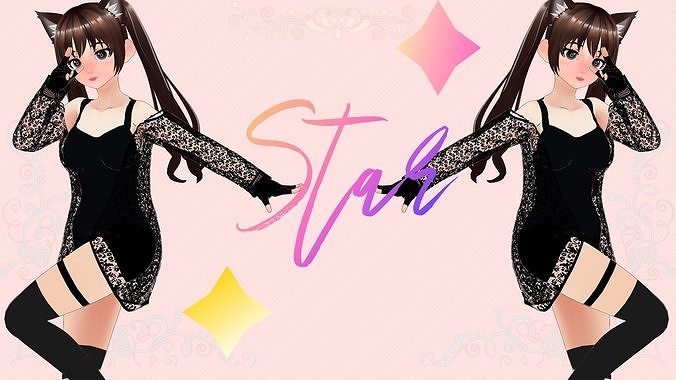 Star Custom Vtuber Model 3D model animated rigged | CGTrader