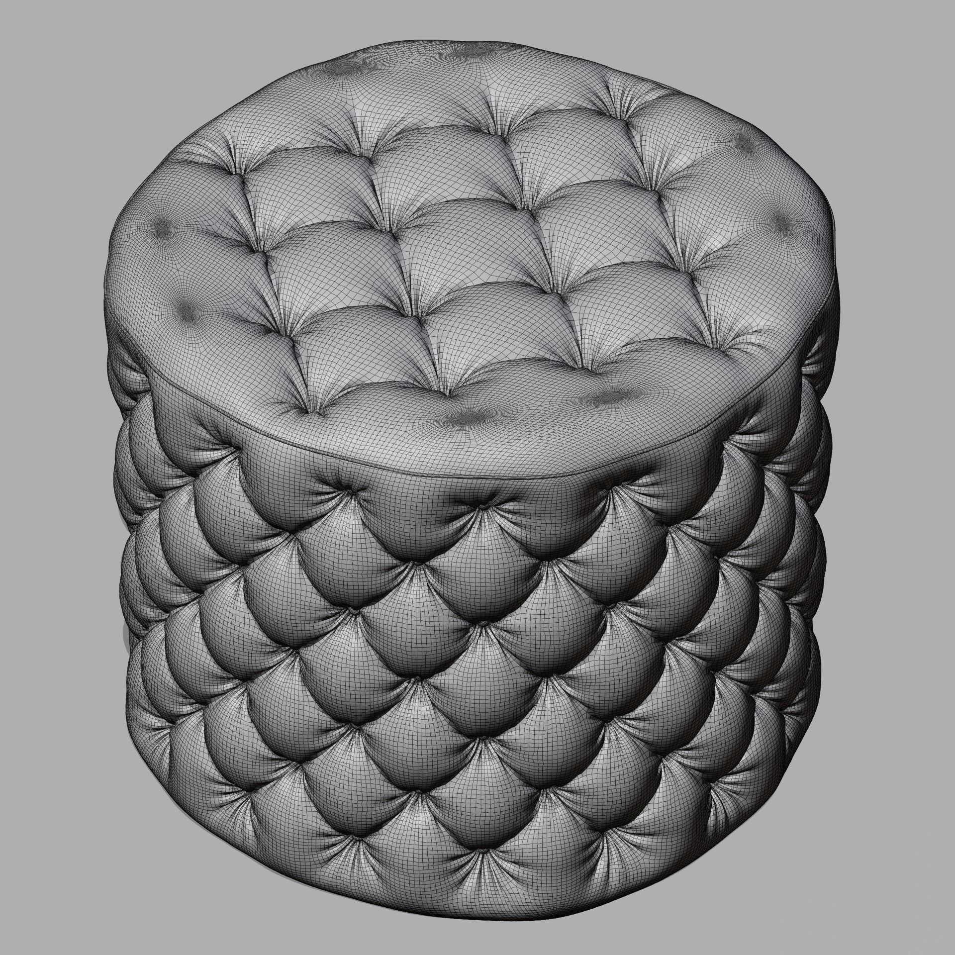 Round ottoman tufted stool Yellow Velvet 3D model | CGTrader