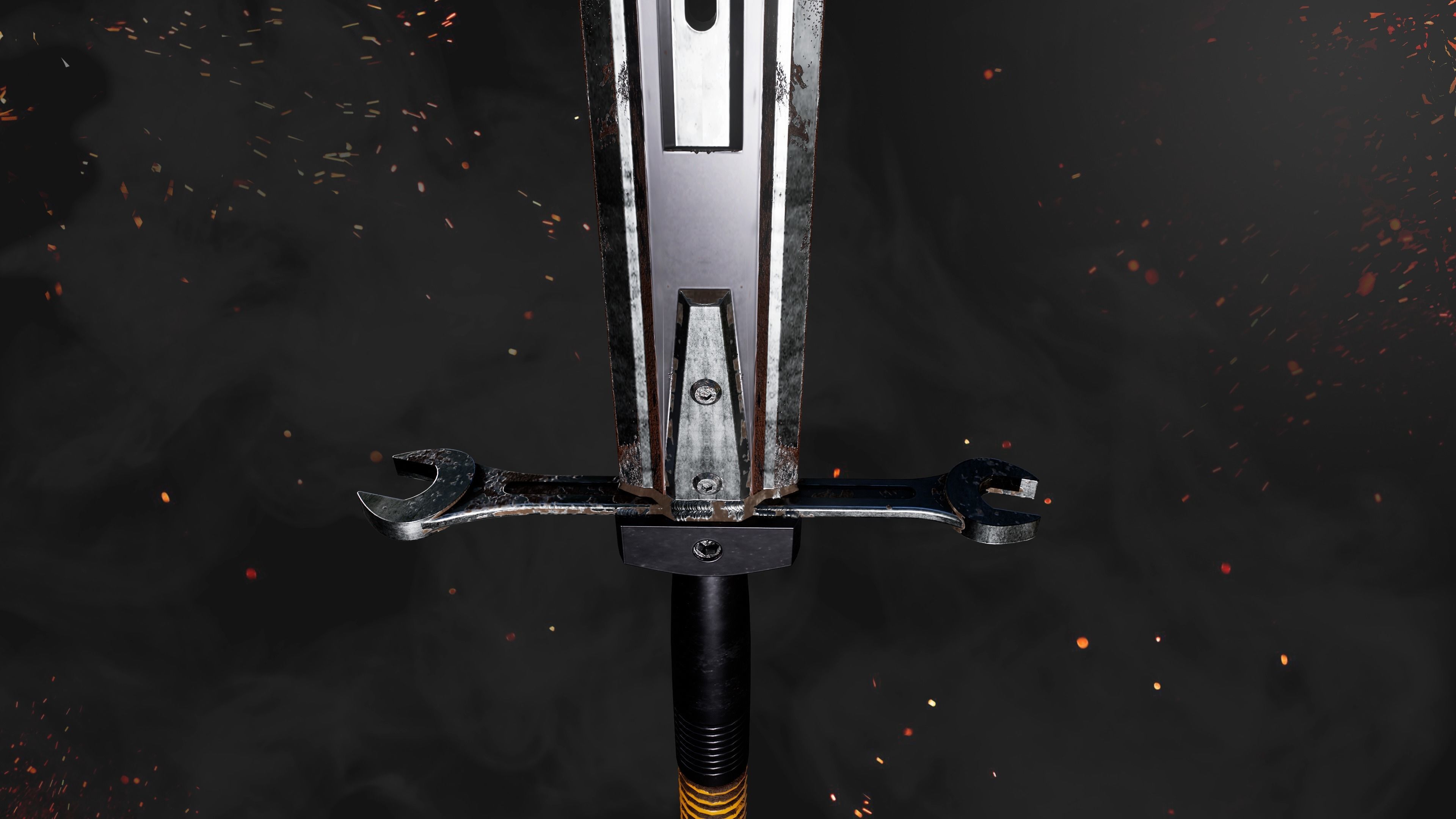 3D model Sword Kraft Post-apocalyptic PBR Game Readey VR / AR / low ...