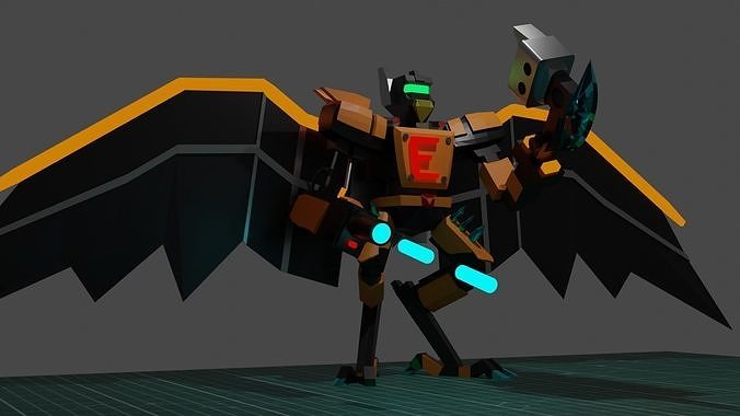Winged Robot Low Poly 3D model | CGTrader