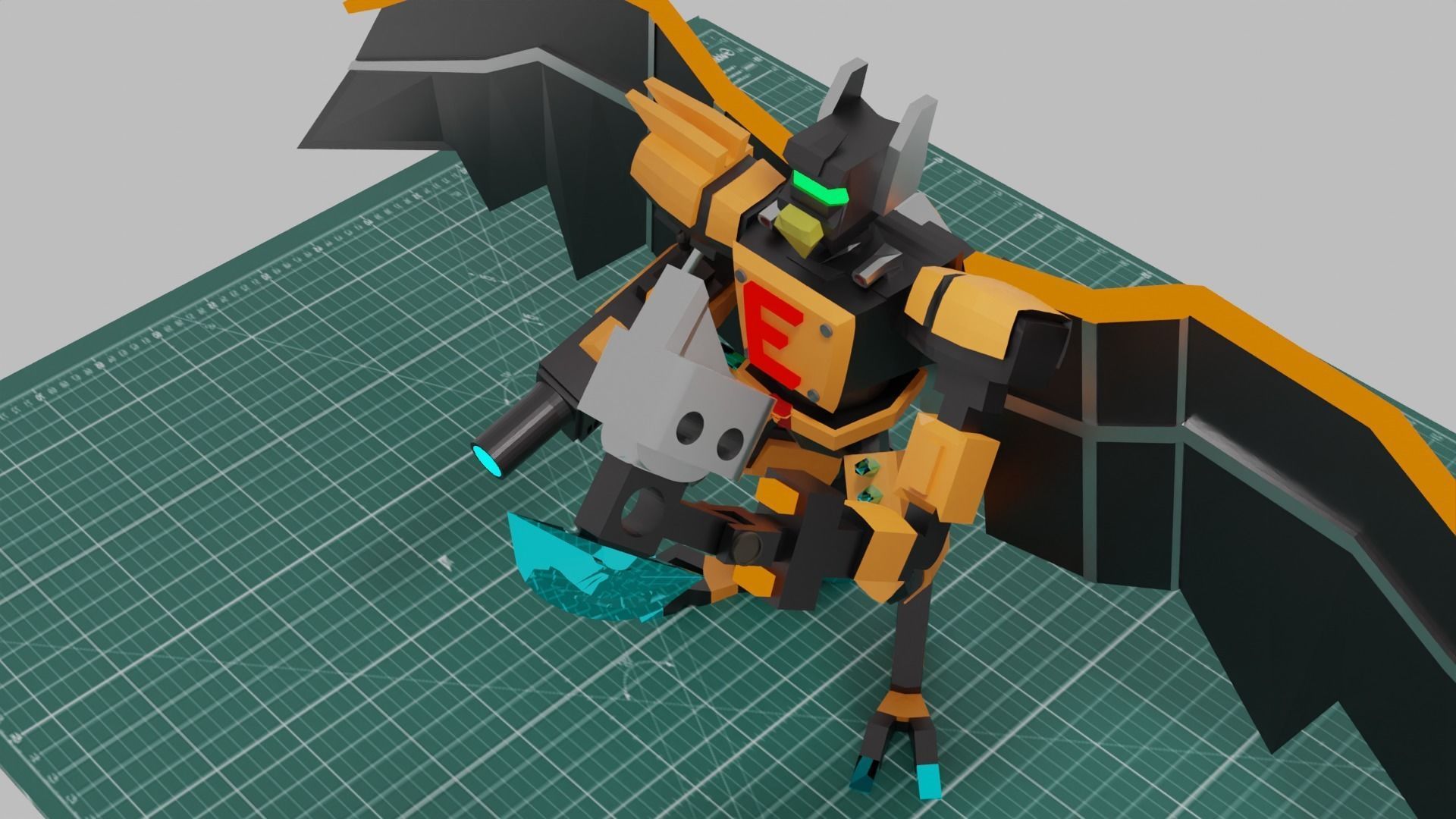 Winged Robot Low Poly 3D model | CGTrader