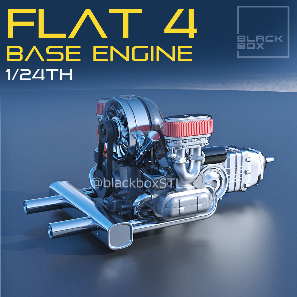 Flat Four BASE ENGINE 1-24th for modelkits and diecast 3D model 3D ...