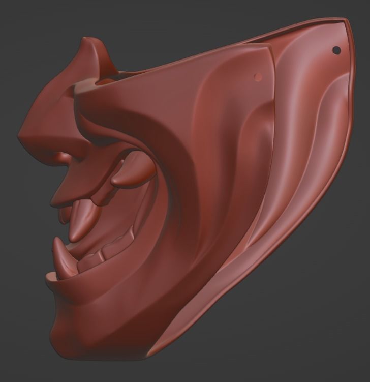 Hannya half mask 3D print model 3D print model 3D model 3D printable ...