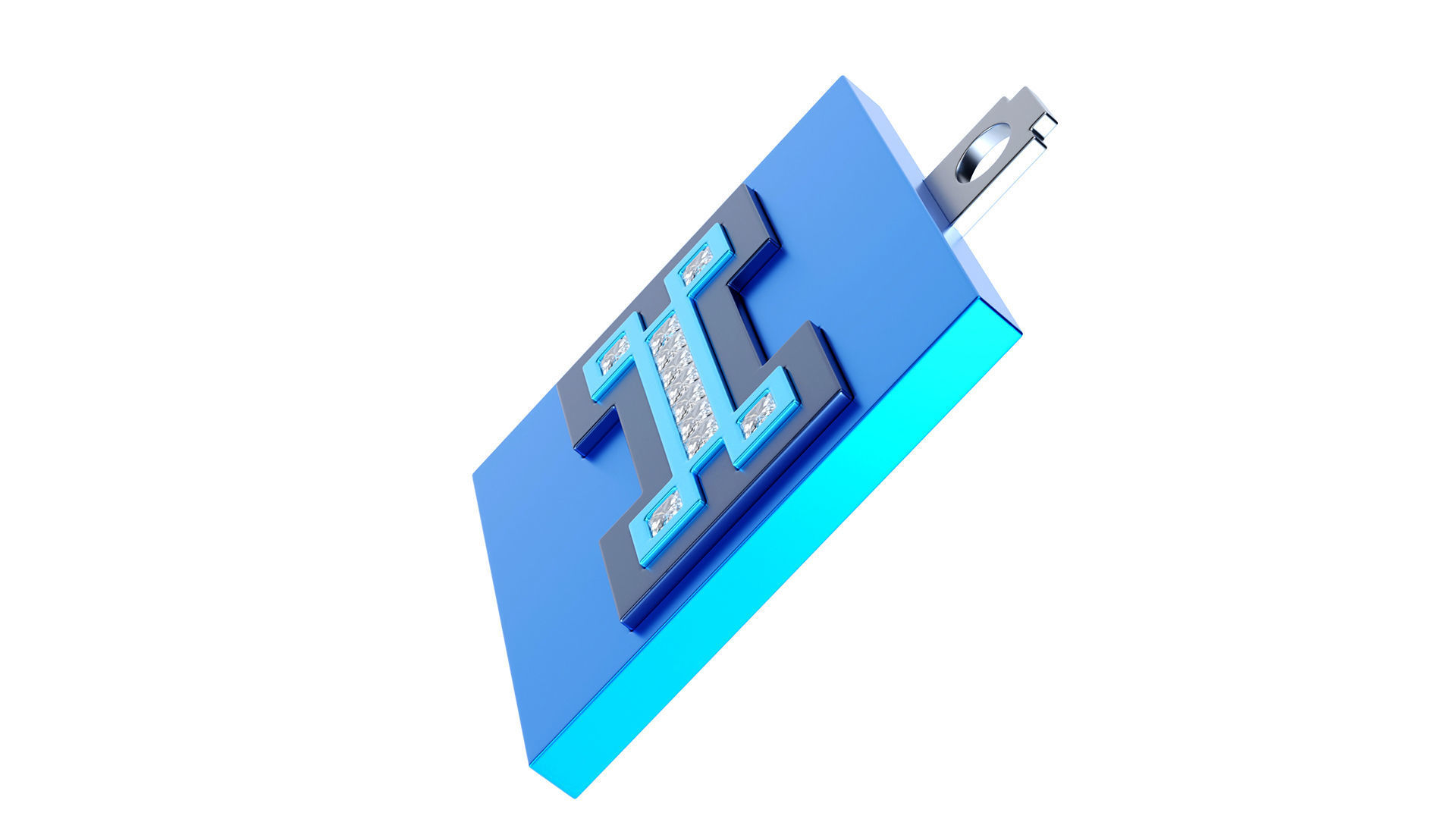 H Bone Pendant with Stones 3D model | CGTrader