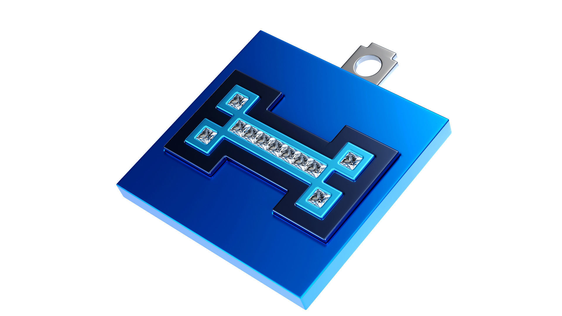 H Bone Pendant with Stones 3D model | CGTrader