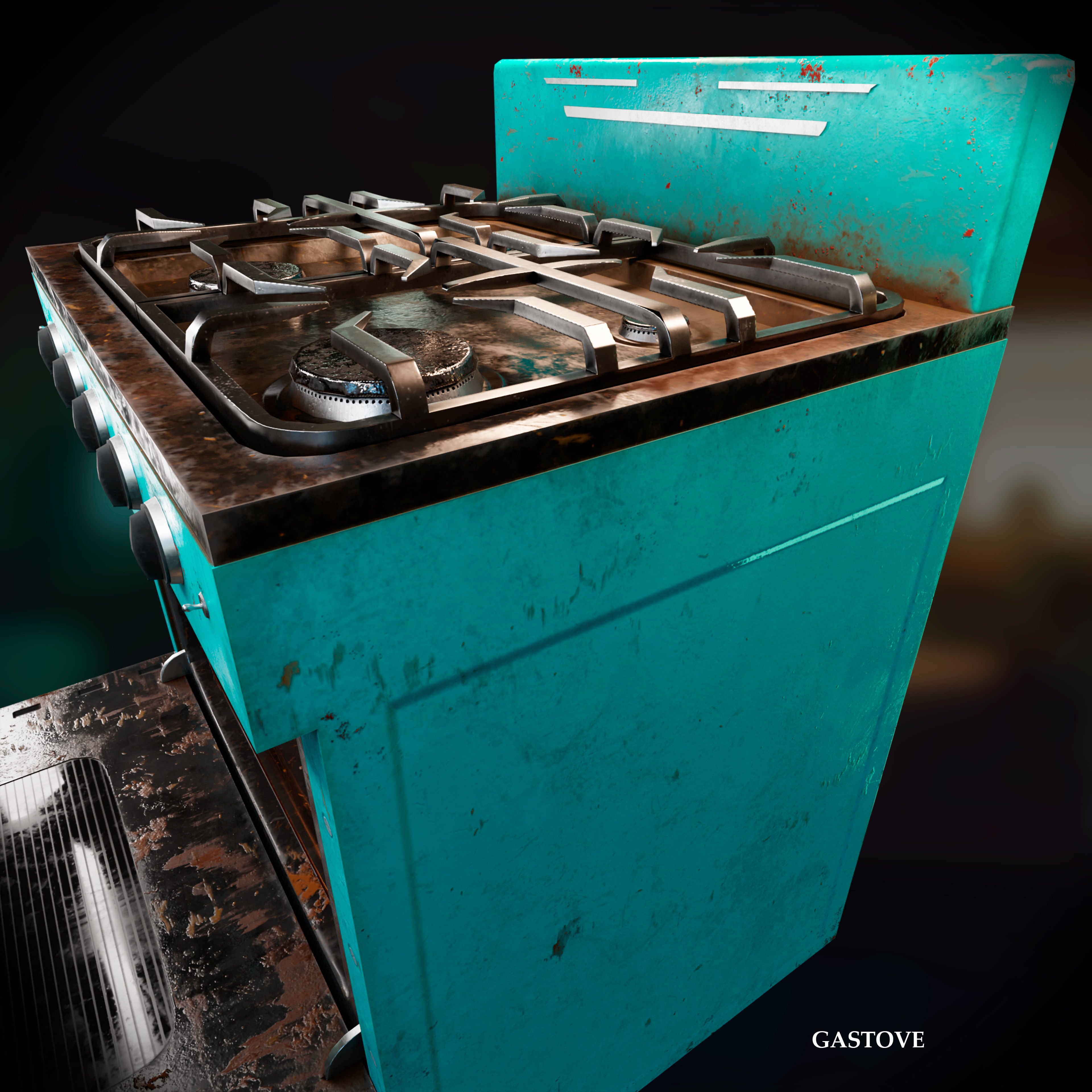 Old Gas Stove free VR / AR / low-poly 3D model rigged | CGTrader