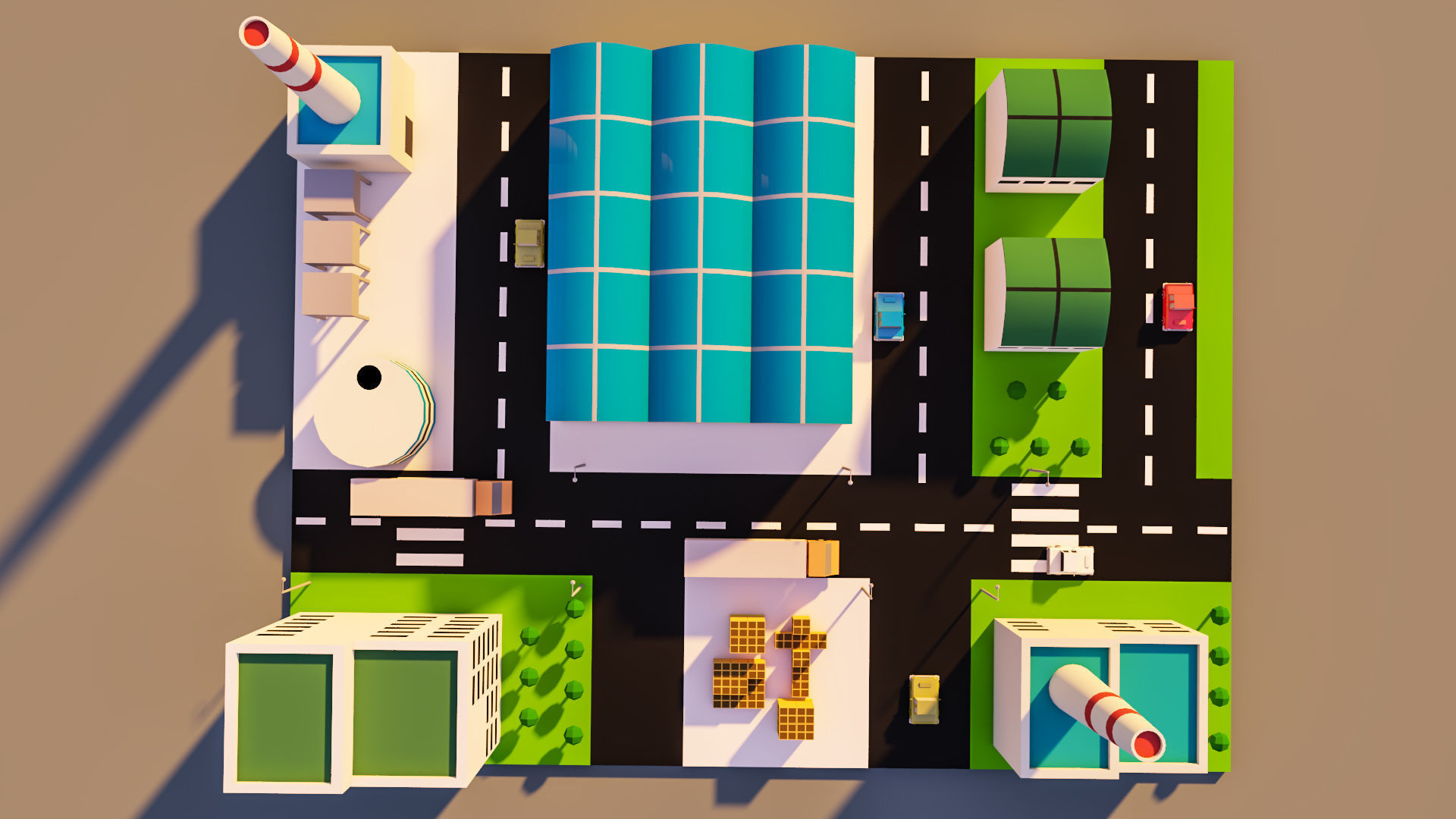 3D model Low Poly factory- Low Poly Assets Low-poly 3D model VR / AR ...