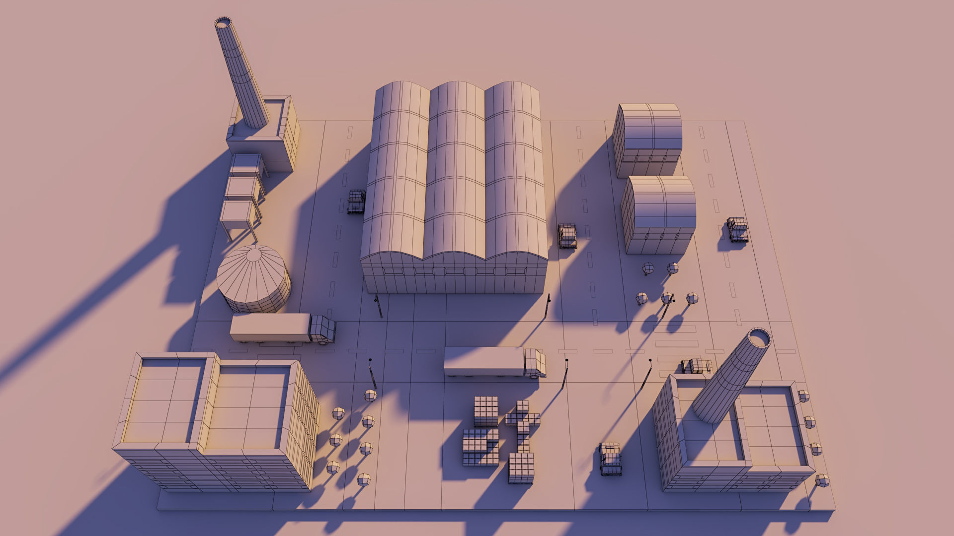 3D model Low Poly factory- Low Poly Assets Low-poly 3D model VR / AR ...