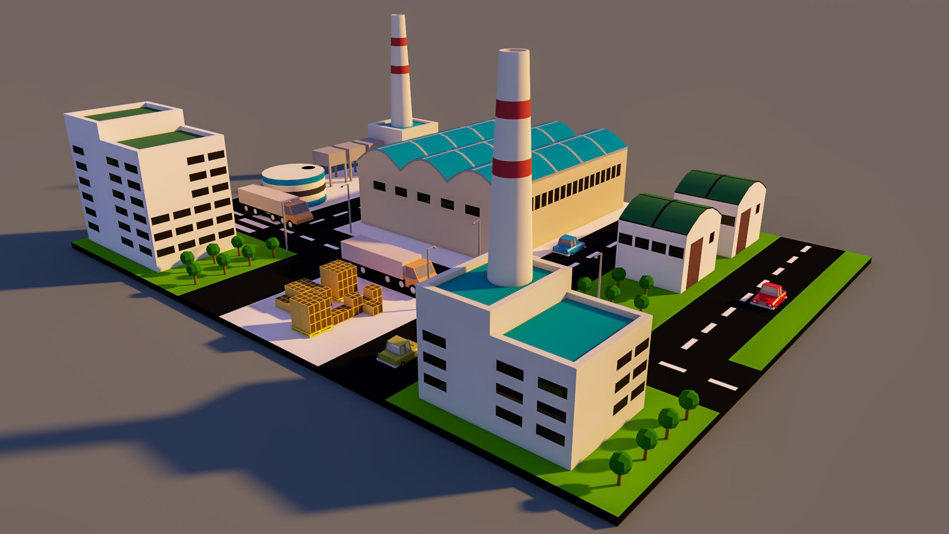3D model Low Poly factory- Low Poly Assets Low-poly 3D model VR / AR ...