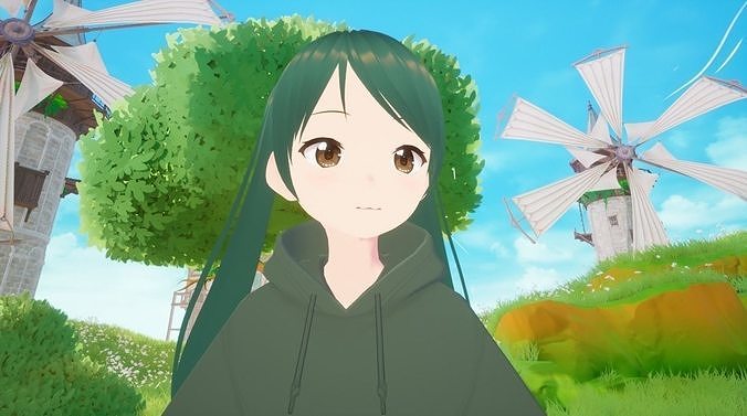 cute anime character Model 3D model animated | CGTrader