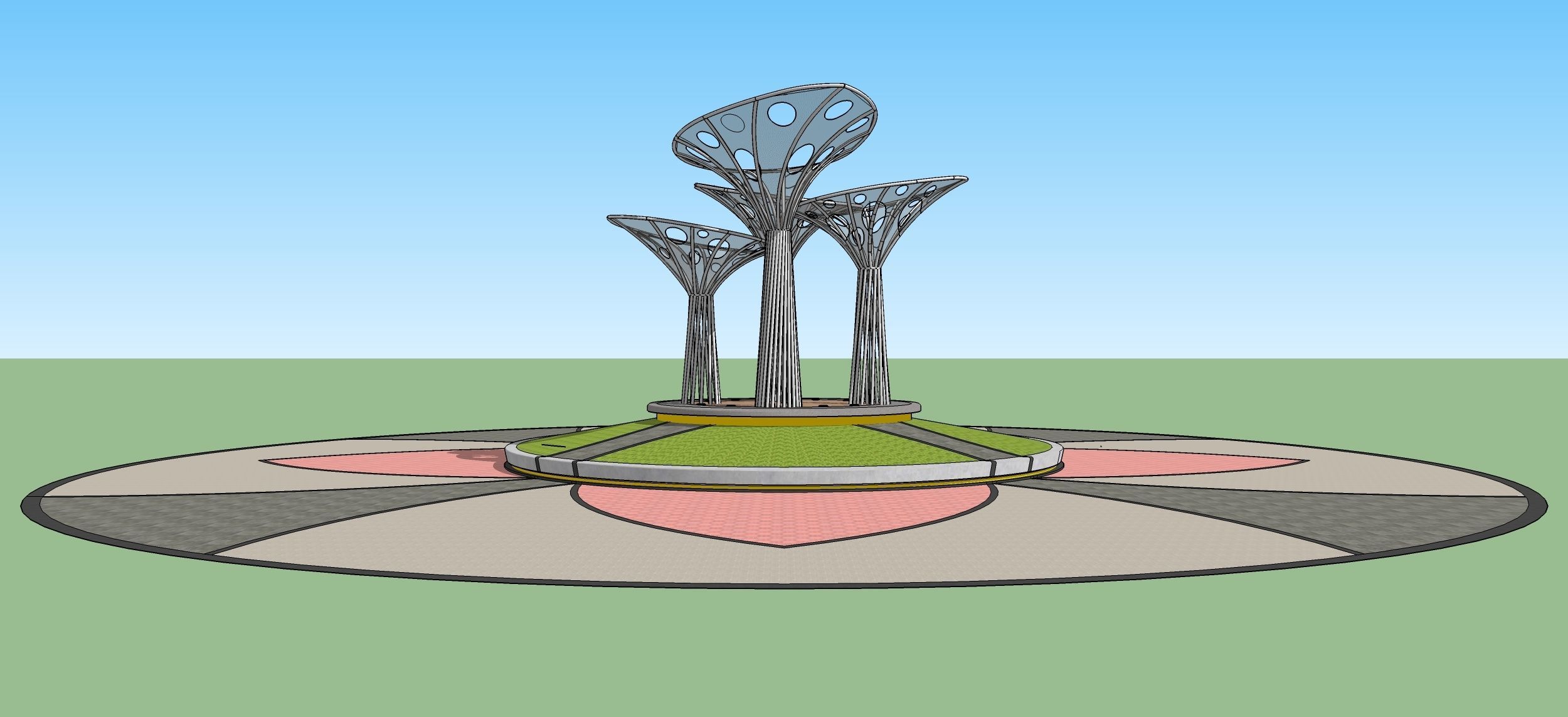4 cone artwork roundabout 3d sketchup 3D model | CGTrader