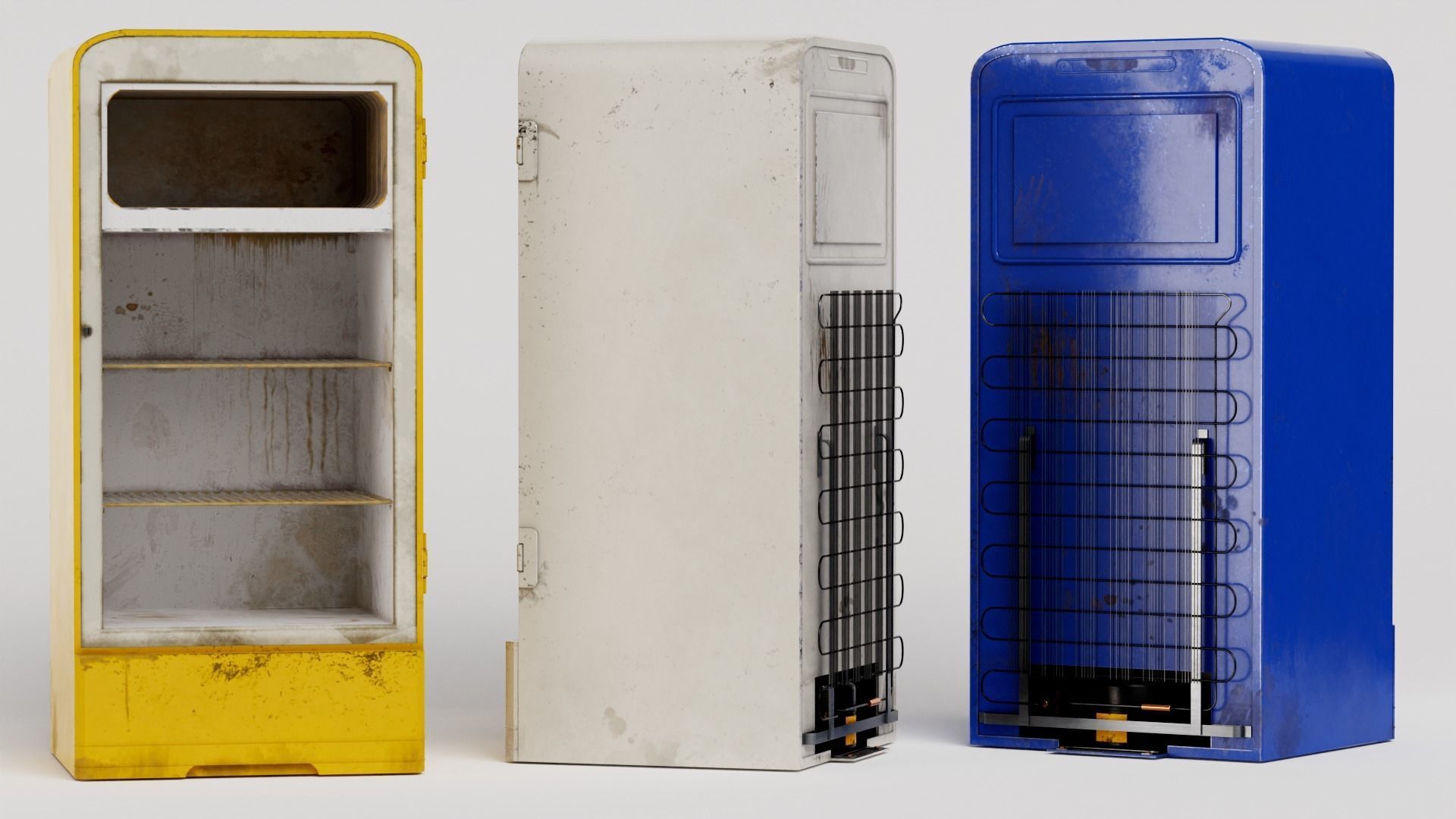 3D model Soviet vintage fridge Zil Moskva 9 Color Variants np1 VR / AR ...