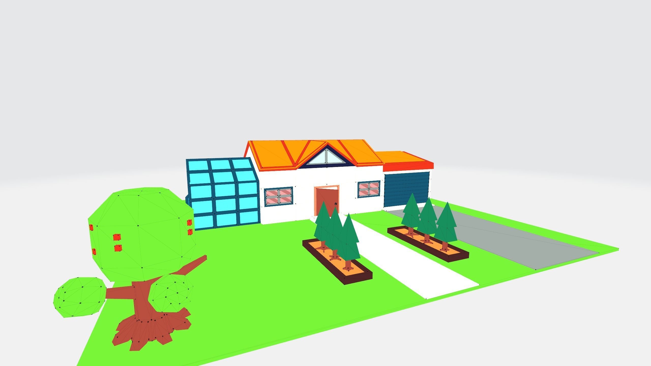 Animated House for game ready animation low poly cartoon free VR / AR ...