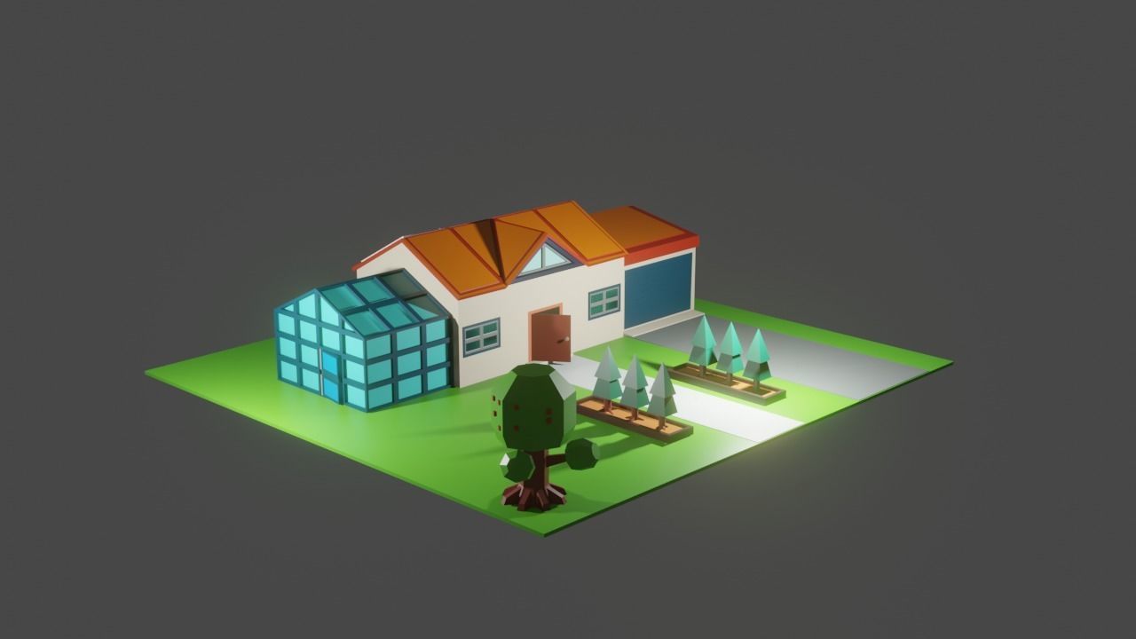 Animated House for game ready animation low poly cartoon free VR / AR ...