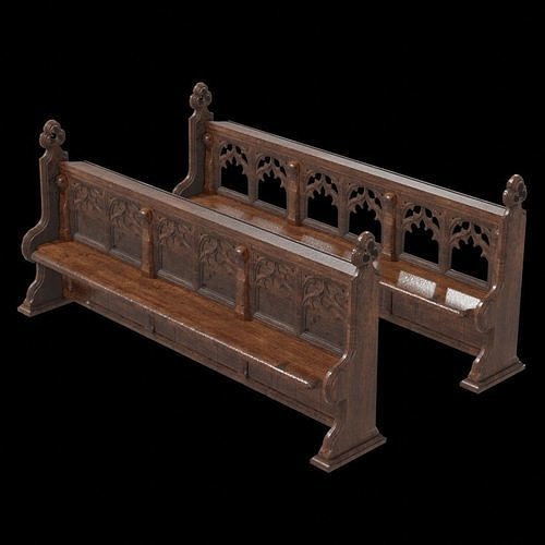 3D model Gothich Church Bench VR / AR / low-poly | CGTrader