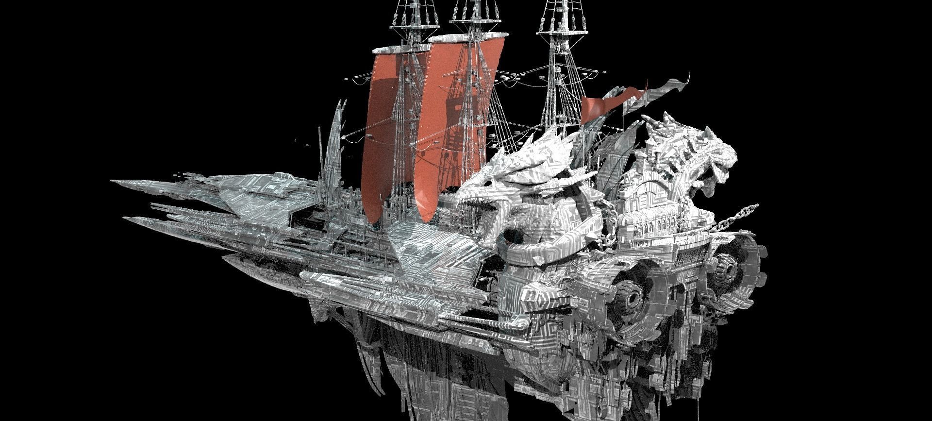 Silver Drake Airship Military vessel 4 designs 3D model | CGTrader