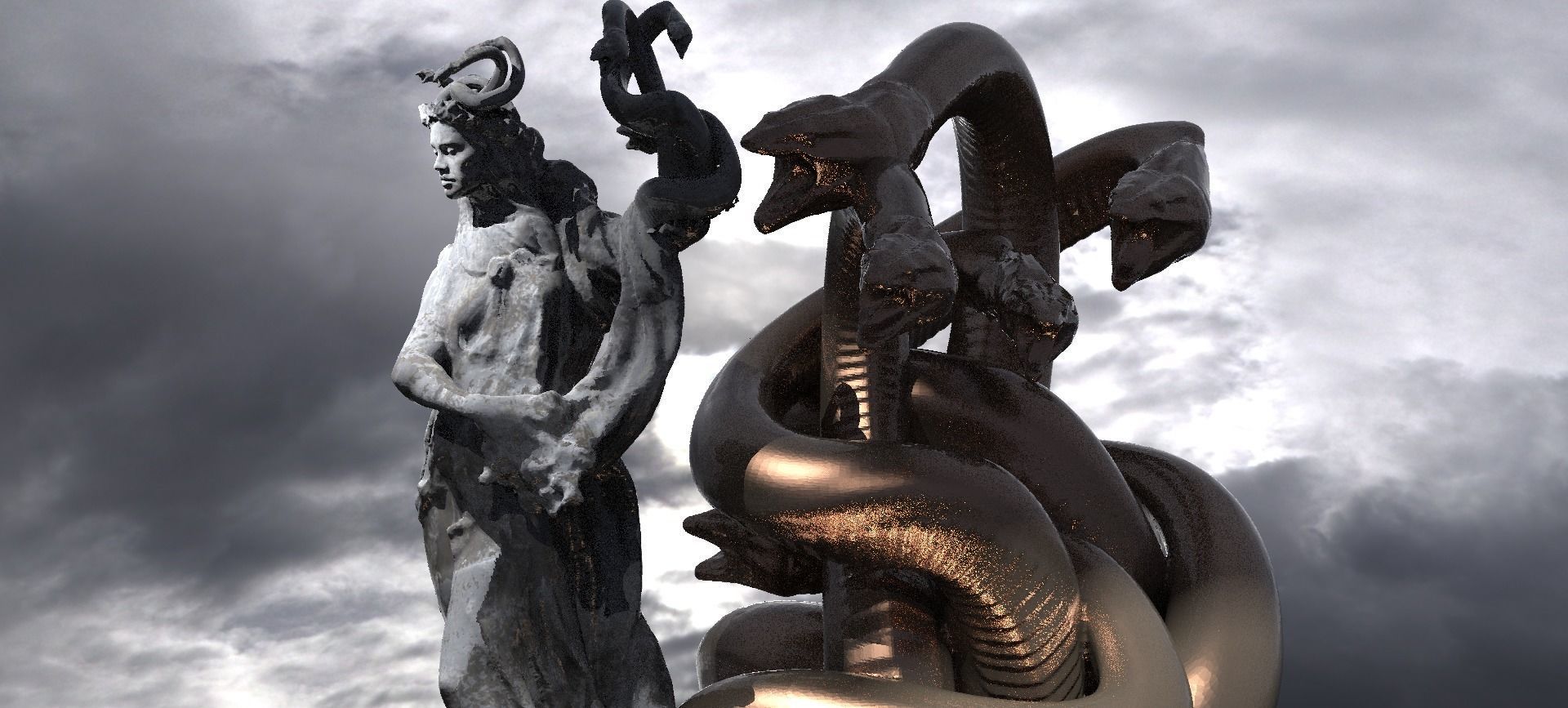 Medusa With Hydra statue 3D model | CGTrader
