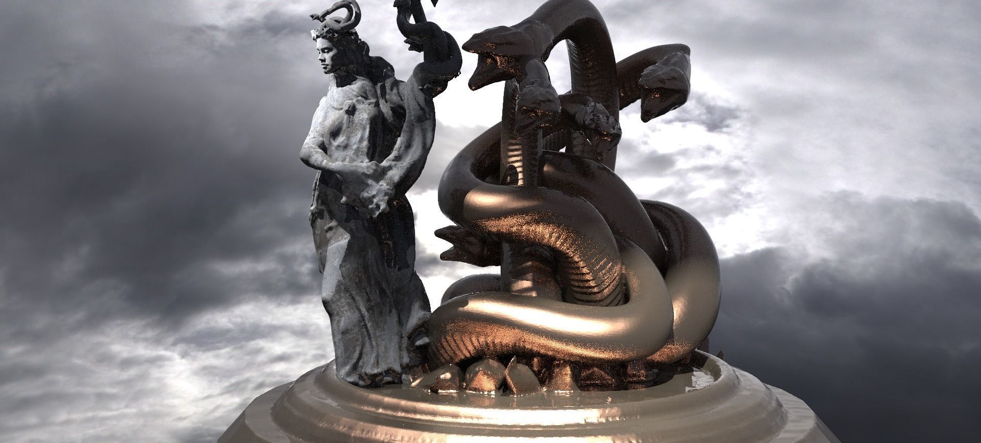 Medusa With Hydra statue 3D model | CGTrader
