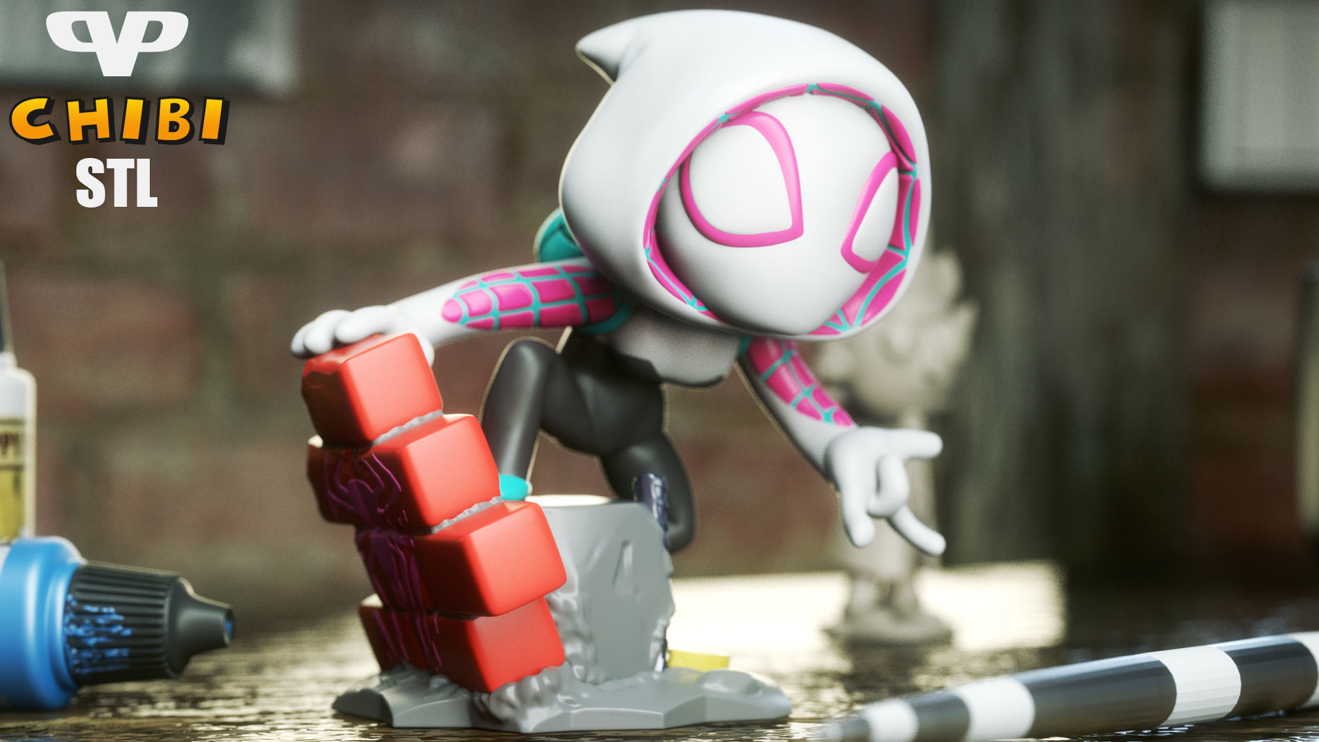 Spider Gwen Chibi STL for 3D Printing ChibiSTL 3DXM 3D model 3D ...