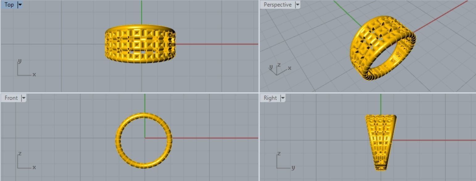hatch square pattern ring 3D model | CGTrader