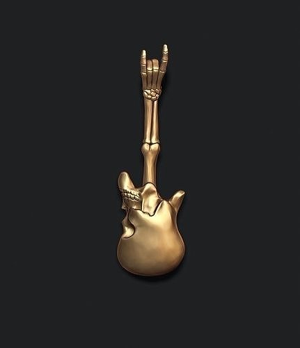 skull skelet guitar pendant 3D model 3D printable | CGTrader