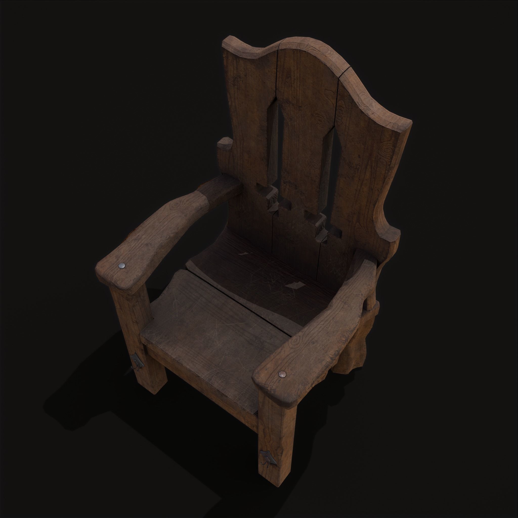 3D model Medieval Rustic High Back Sword Chair VR / AR / low-poly ...
