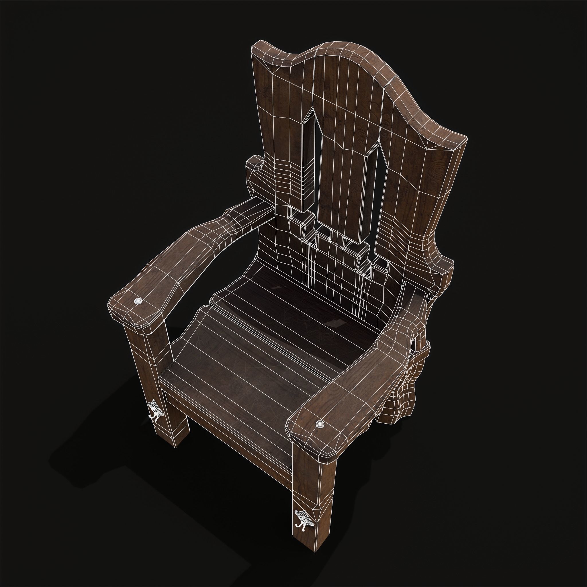 3D model Medieval Rustic High Back Sword Chair VR / AR / low-poly ...