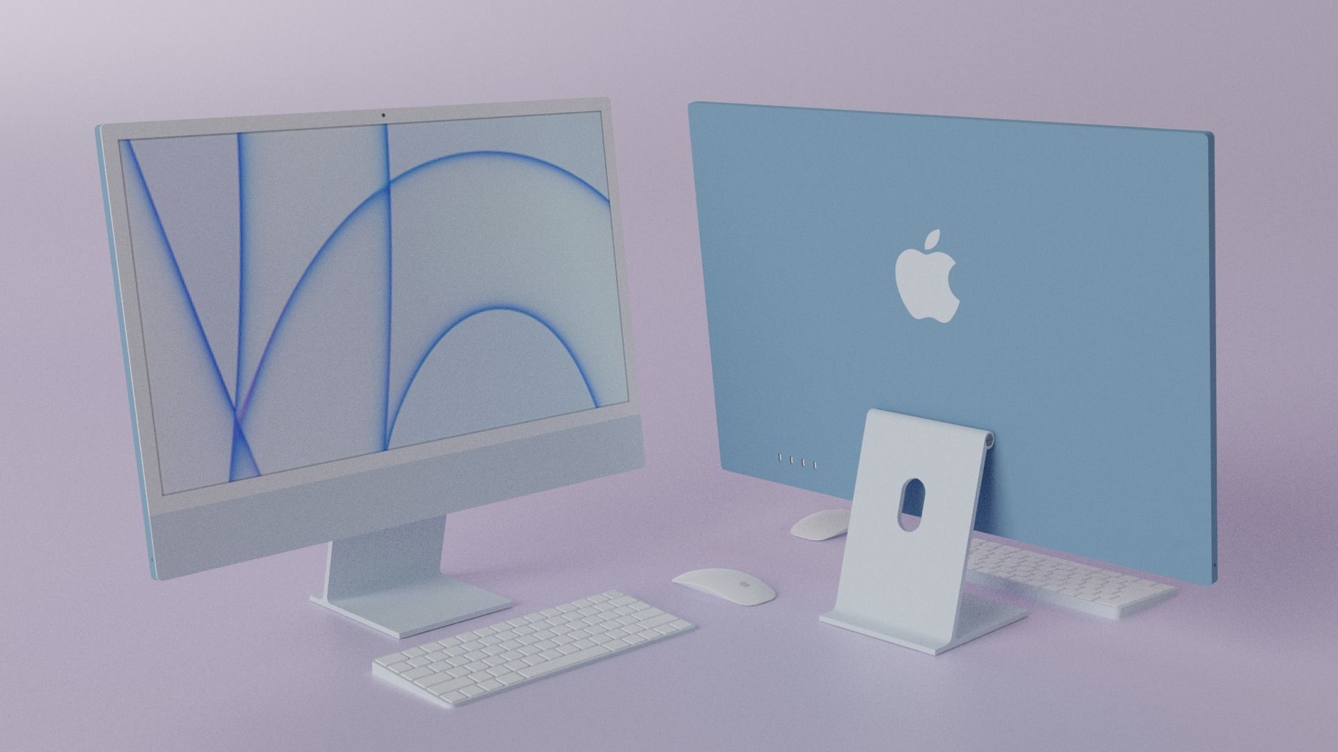 iMac 24-inch 2021 Blue 3D model | CGTrader
