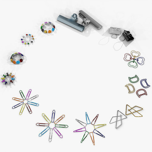 Paper clips - Push pins - Clamps Colletion 3D model | CGTrader