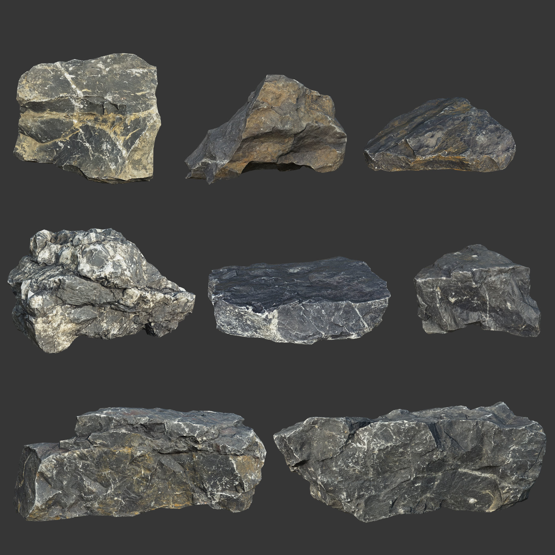 3D model Gray Sharp Rock 220801 Photogrammetry - Ultra HD 16K Textures ...