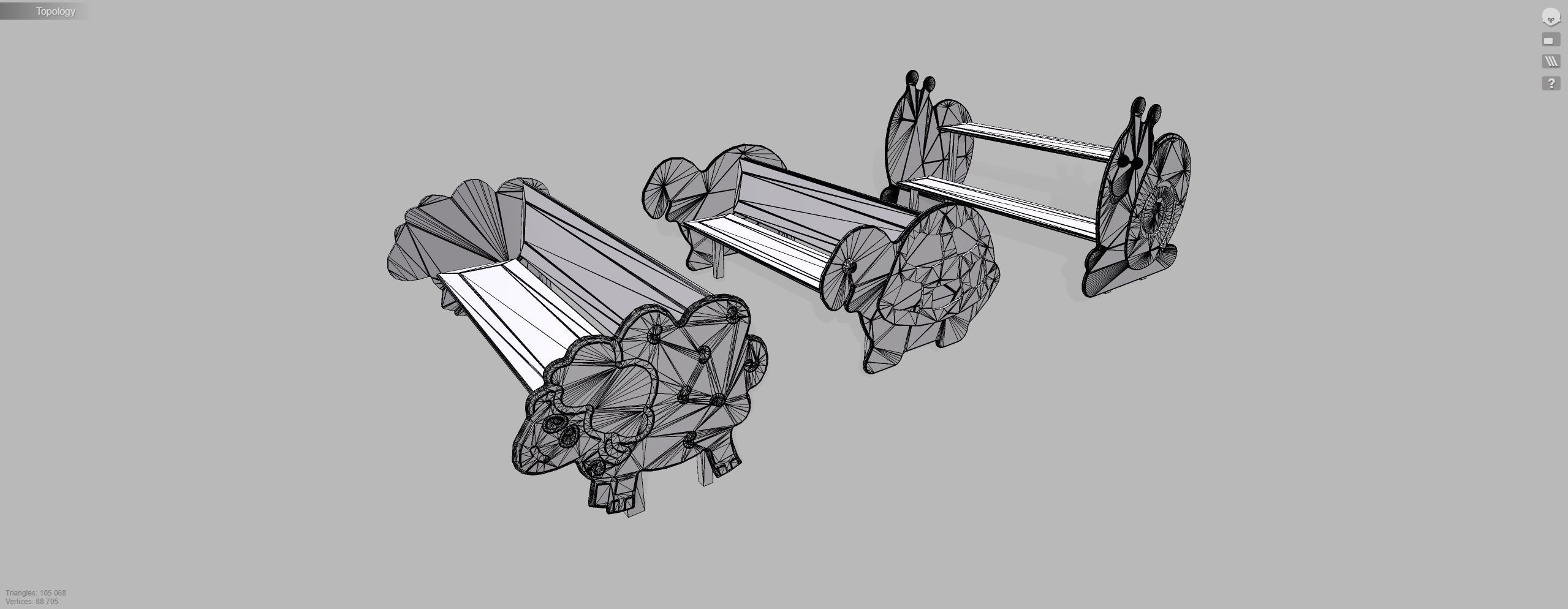 Childrens wooden benches Animals 3D model | CGTrader