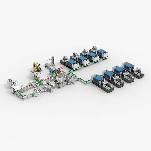 Automatic Plastic Parts Production Line 3D model | CGTrader
