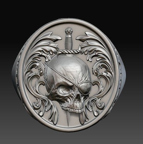 Pirates skull ring 3D print model 3D model 3D printable | CGTrader