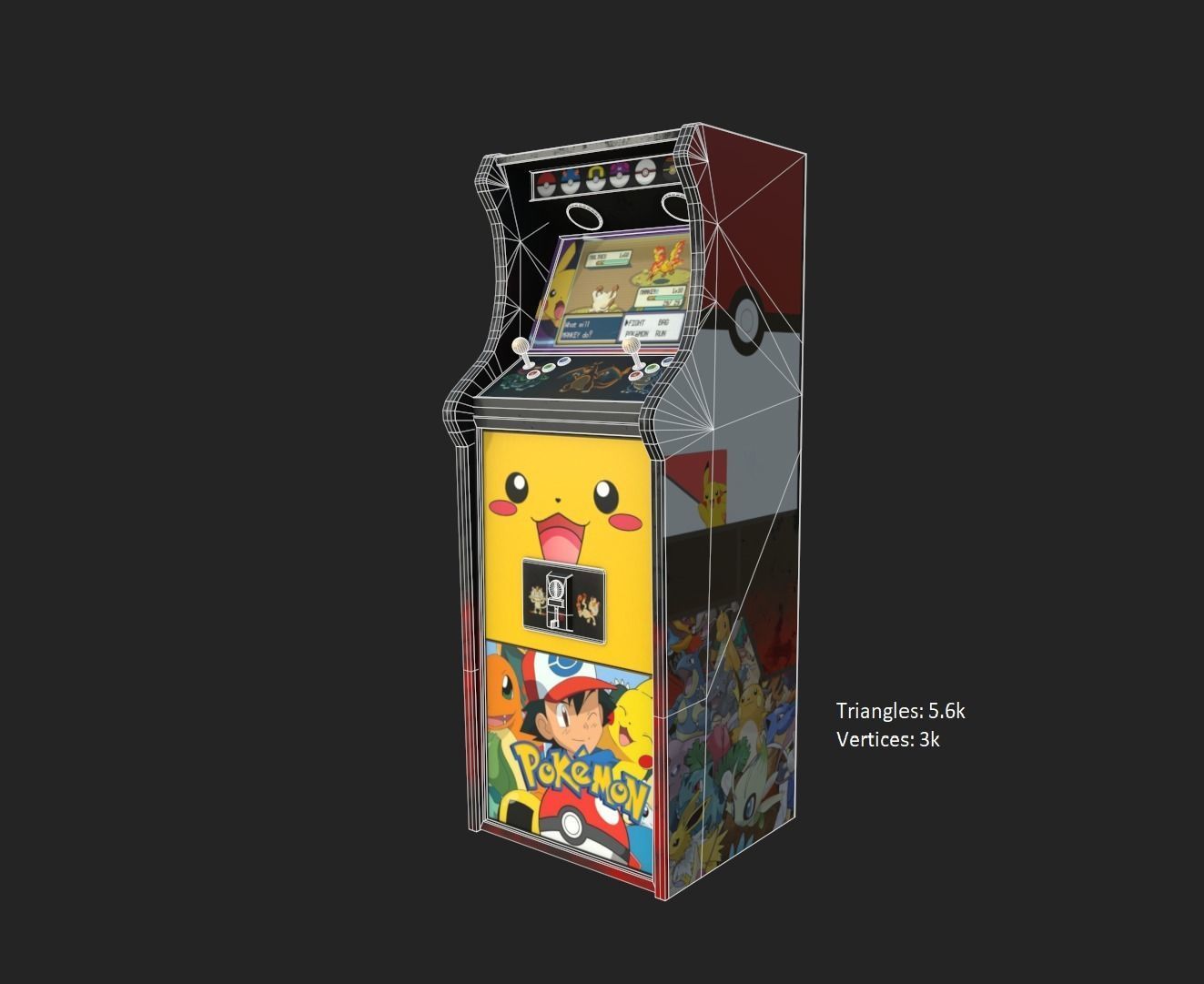 3D model Arcade Machine retro Pokemon Theme Gameready VR / AR / low ...