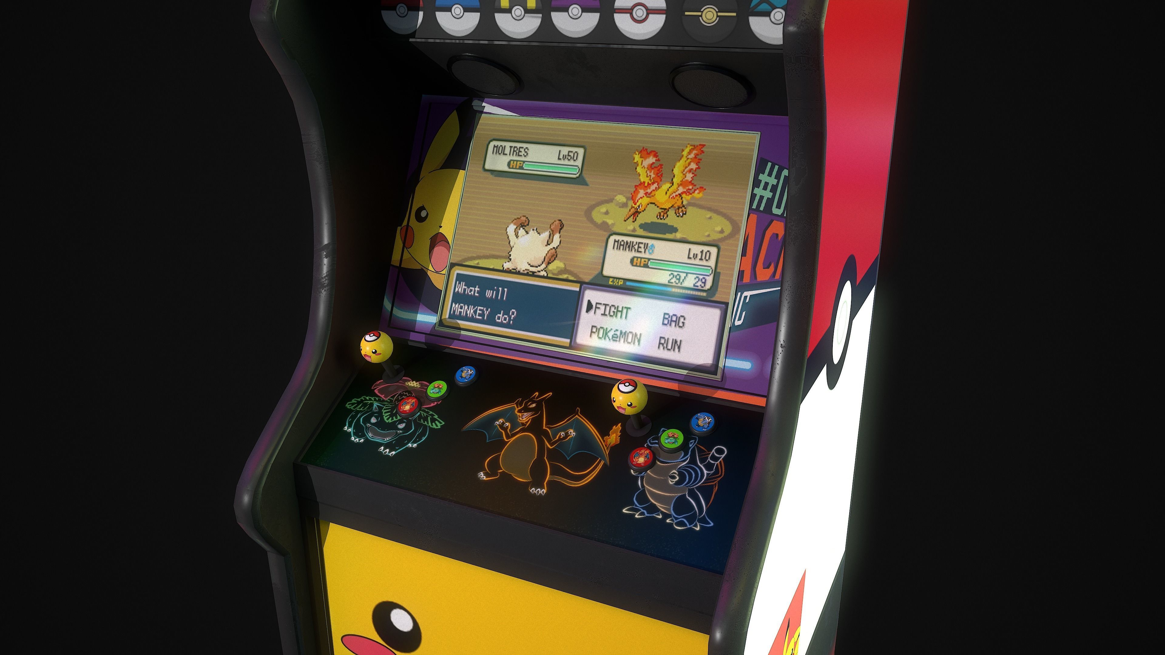 3D model Arcade Machine retro Pokemon Theme Gameready VR / AR / low ...