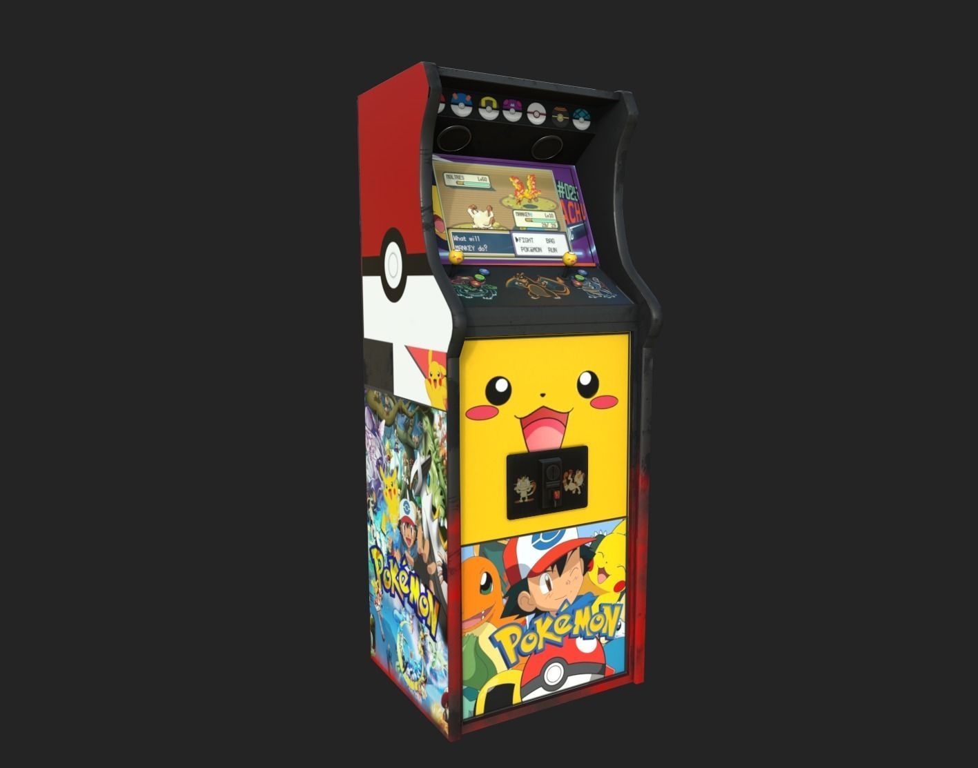 3D model Arcade Machine retro Pokemon Theme Gameready VR / AR / low ...