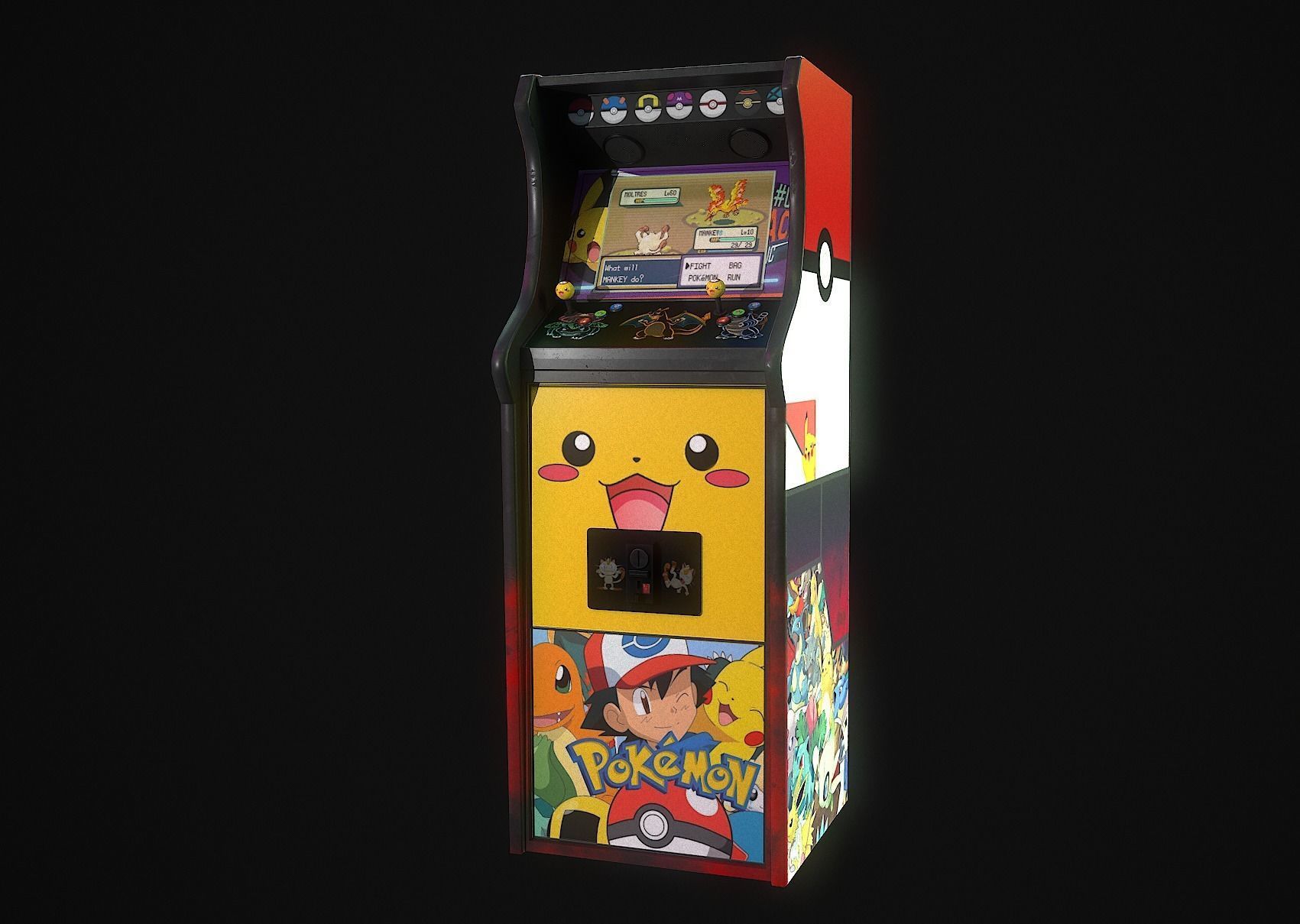 3D model Arcade Machine retro Pokemon Theme Gameready VR / AR / low ...