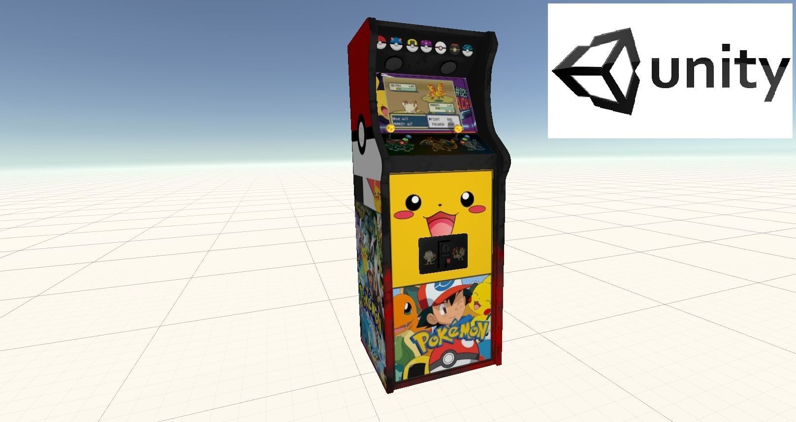 3D model Arcade Machine retro Pokemon Theme Gameready VR / AR / low ...