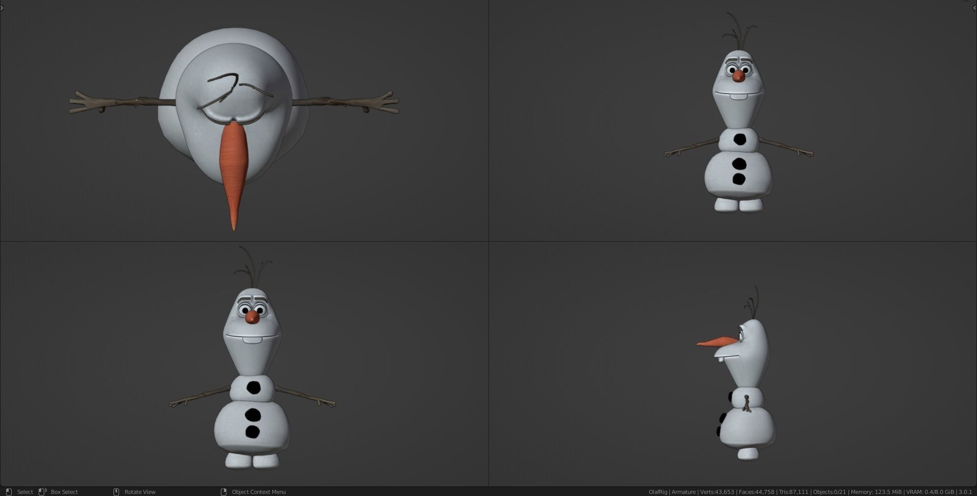 3D model FROZEN Olaf Rig Blender VR / AR / low-poly | CGTrader