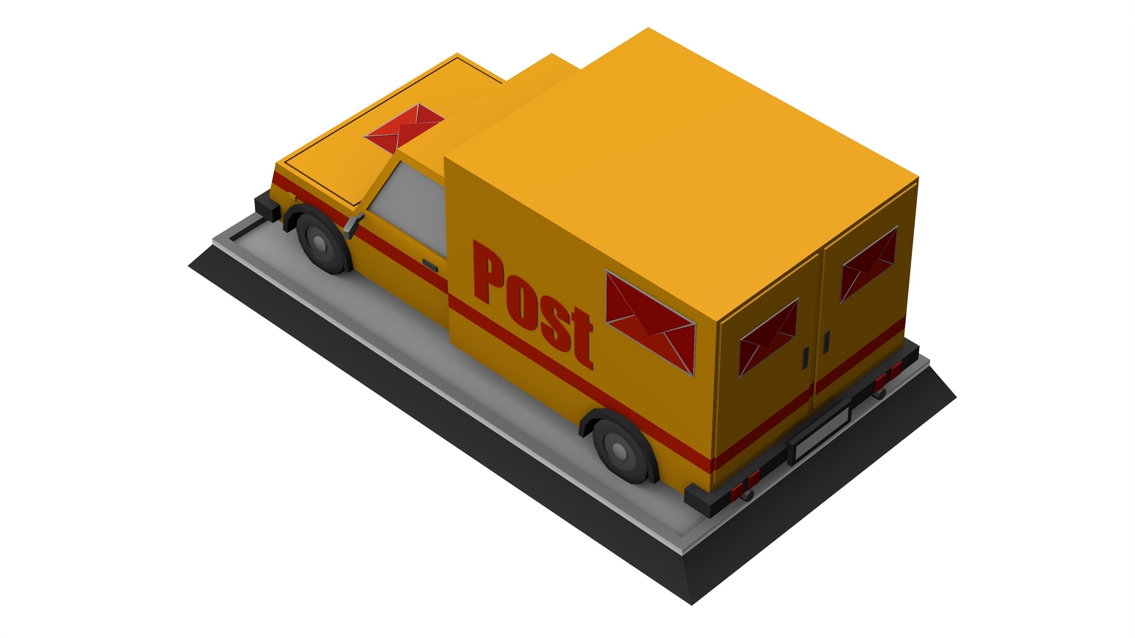 3D model Postal Truck Low Poly VR / AR / low-poly | CGTrader