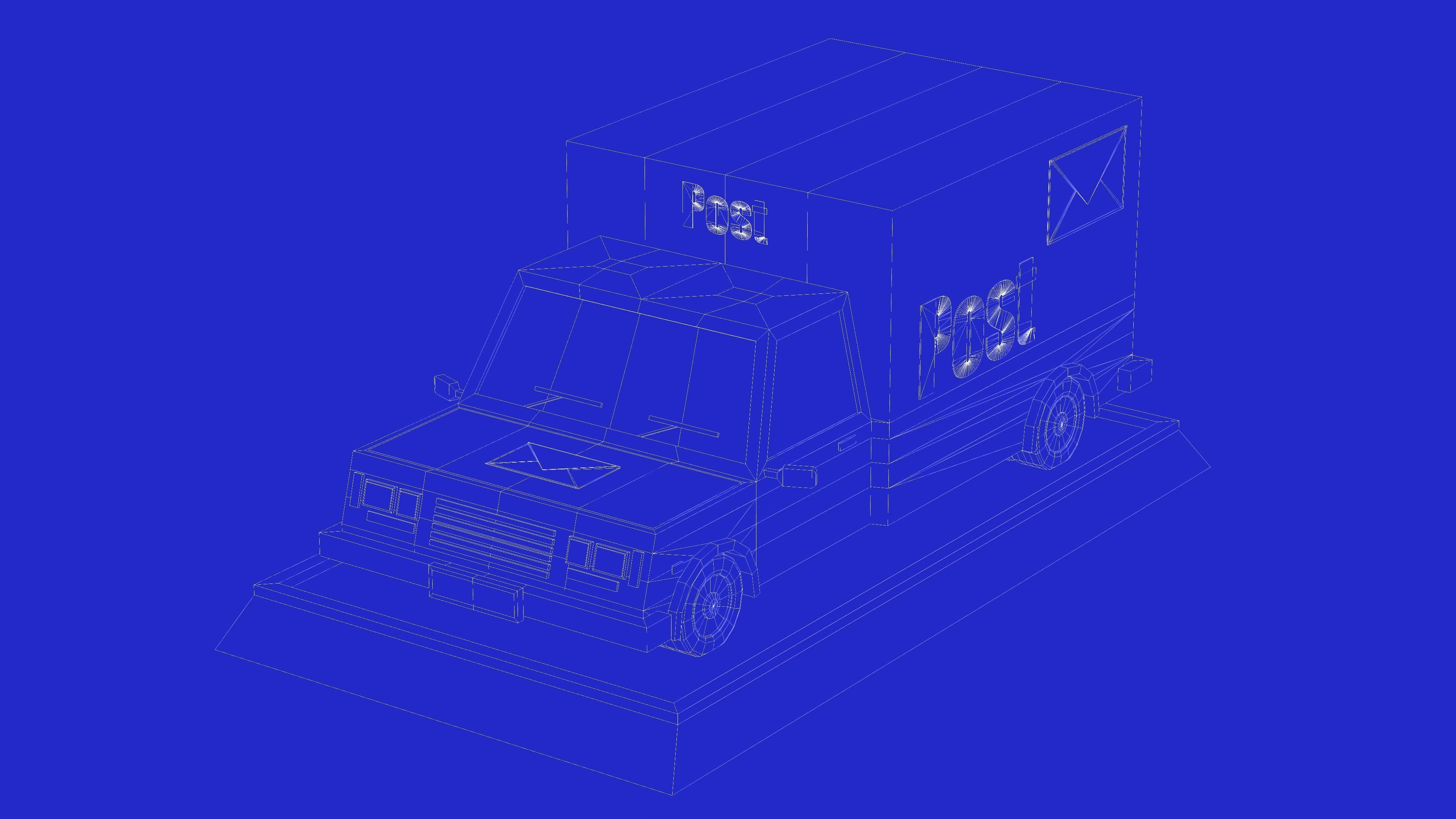 3D model Postal Truck Low Poly VR / AR / low-poly | CGTrader