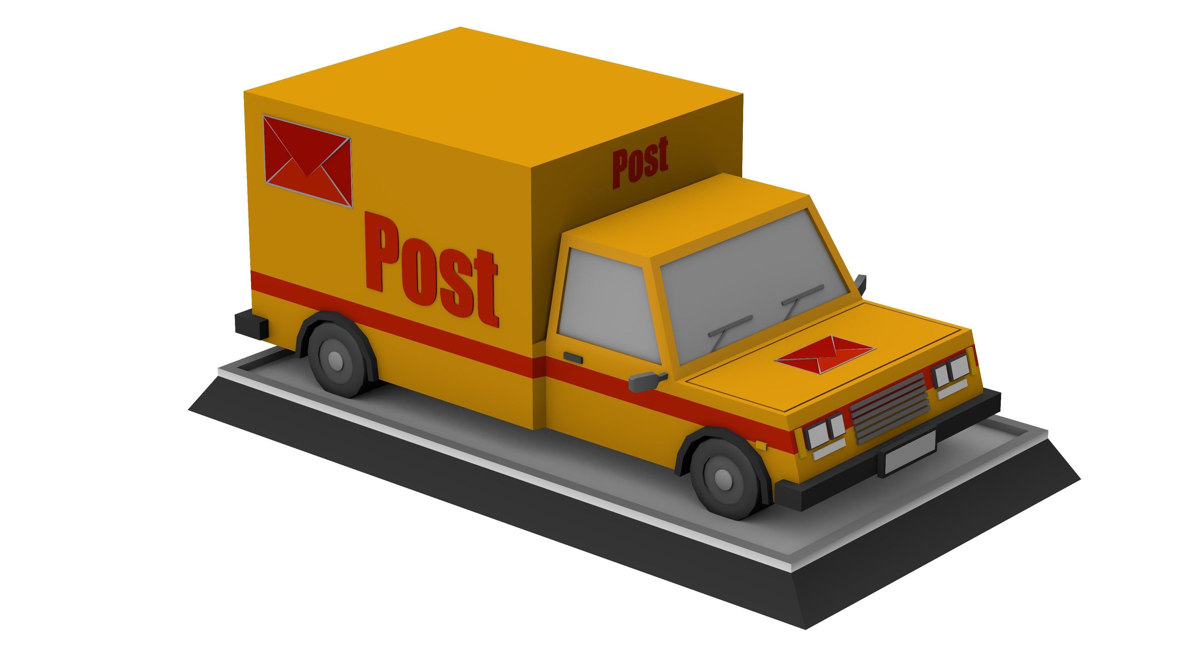 3D model Postal Truck Low Poly VR / AR / low-poly | CGTrader