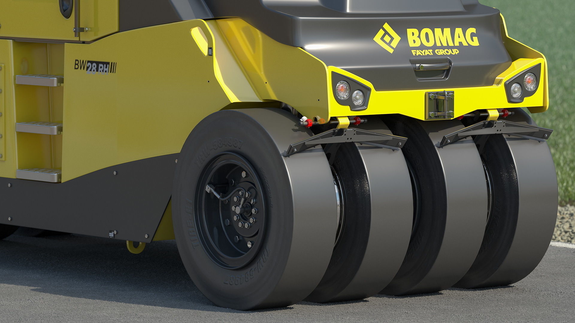 Bomag BW 28 RH Pneumatic Tired Compactor Rigged 3D model rigged | CGTrader